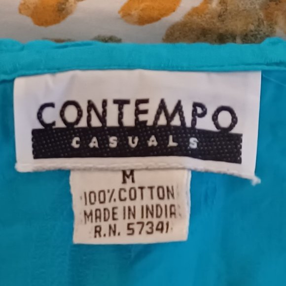 Contempo | Tops | New Womens Contempo Casuals Blue Bohemian Button Down ...